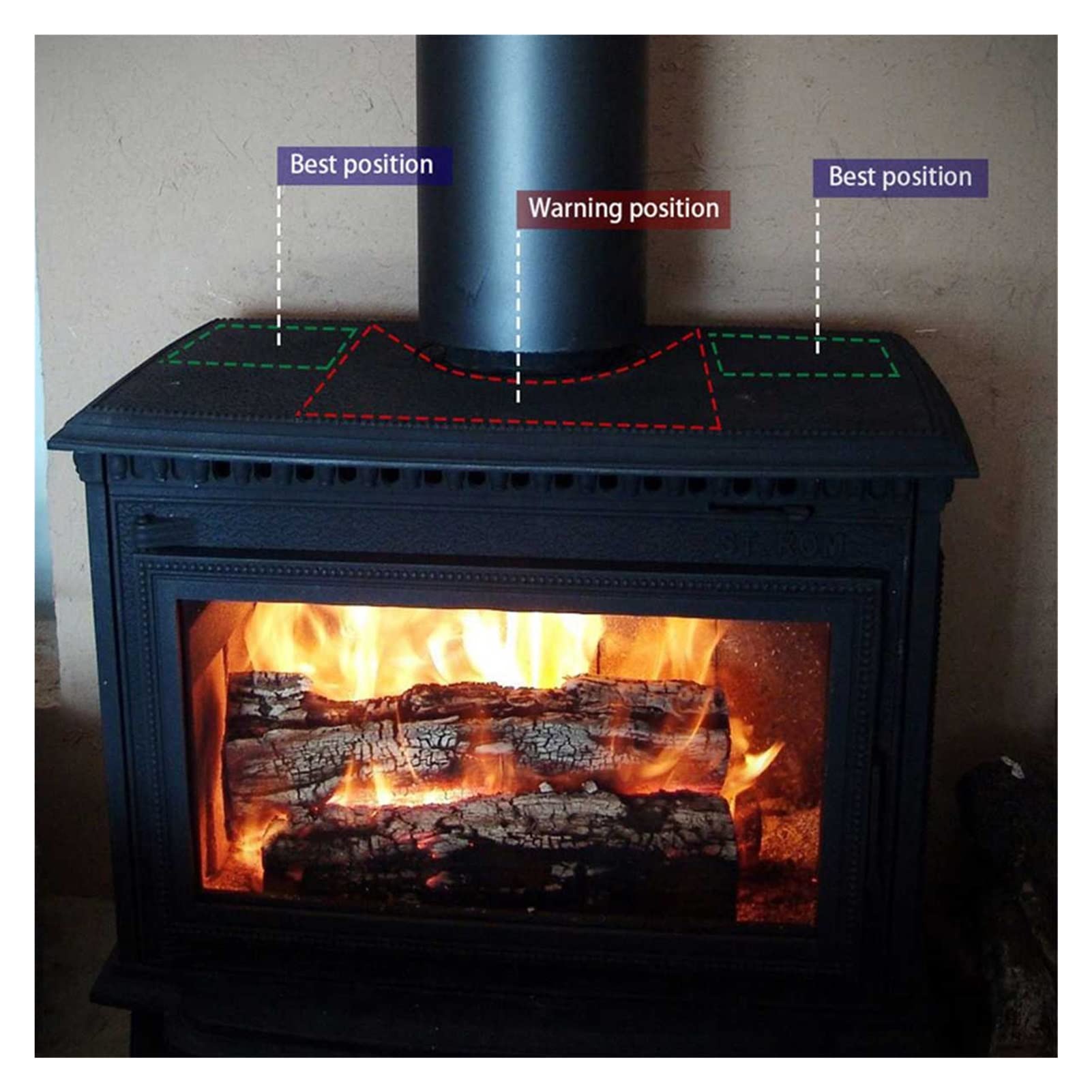 Black Fireplace 12 Heat Powered Stove Fan Log Wood Burner Eco Quiet Fan Winter Home Efficient Heat Distribution