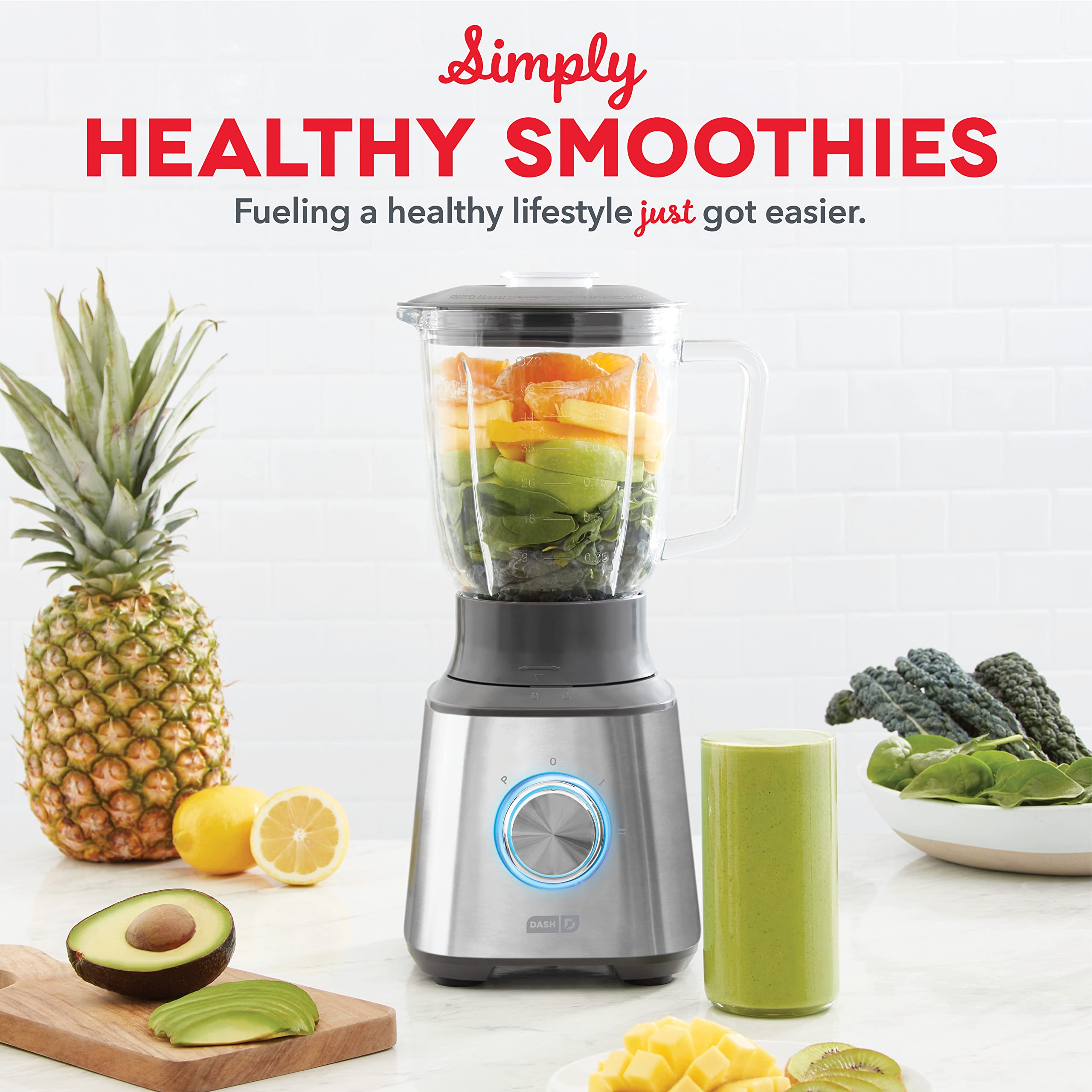 Dash Quest 50 oz Countertop Kitchen Blender, Professional Heavy Duty High Speed Processor and Mixer, Stainless