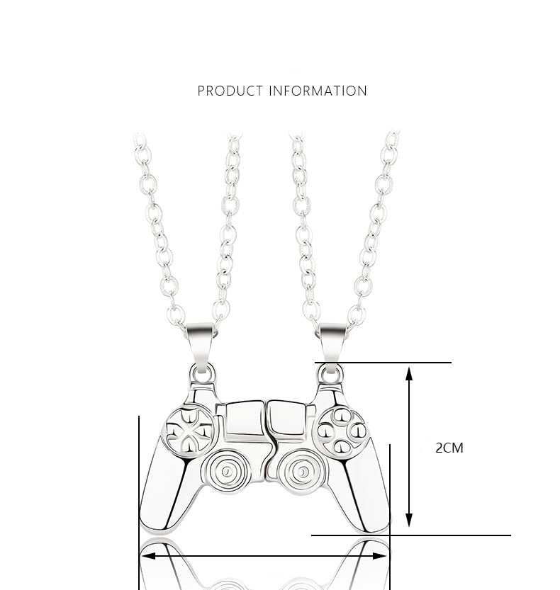 Cicod Game Controller Necklaces for Women,Matching Necklace for Couples,Console Handle Pendant for Best Friends Valentine's Him and Her Lovers Friendship Jewelry (Black+Silver)