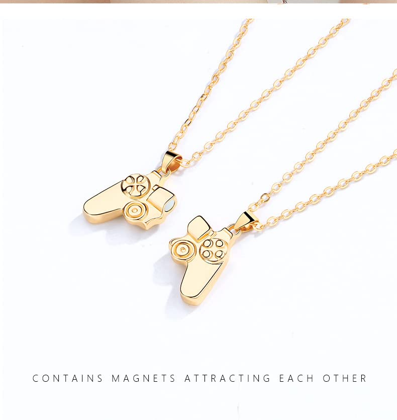 Cicod Game Controller Necklaces for Women,Matching Necklace for Couples,Console Handle Pendant for Best Friends Valentine's Him and Her Lovers Friendship Jewelry (Black+Silver)