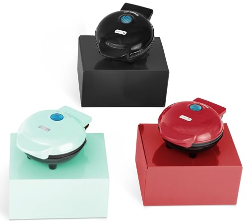 Dash Set of 3 Mini Pizzelle Makers for Individual Waffles Hash Browns, Keto Chaffles with Easy to Clean, Non-Stick Surfaces (Black)