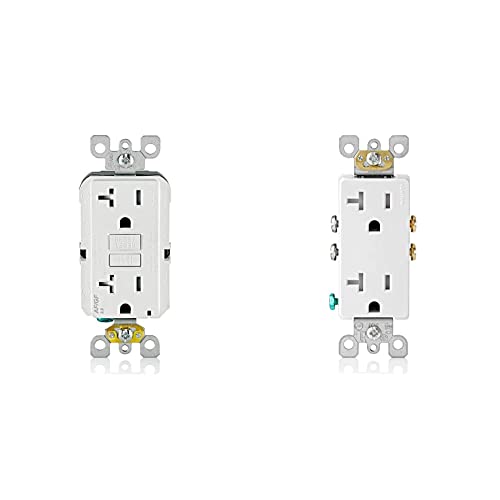 Leviton AGTR2-W SmartlockPro Dual Function AFCI/GFCI Receptacle, 20 Amp/125V, White & T5825-W 20 Amp, Tamper-Resistant, Decora Duplex Receptacle, Residential Grade, White