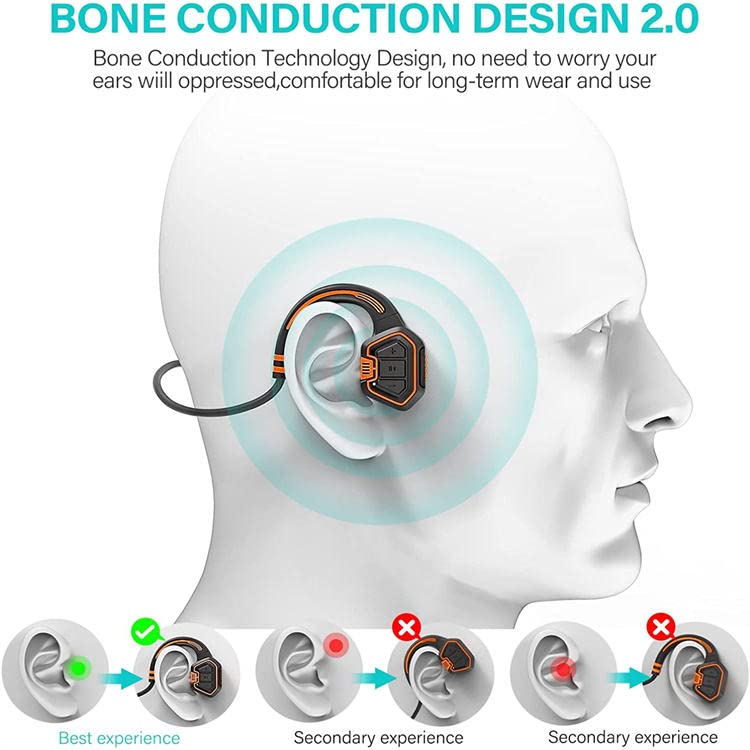 ip68 Waterproof Swimming mp3 binaural Hook Aftershock Bluetooth Open-Ear Wireless Bone Conduction Headphones in-Ear Headphones