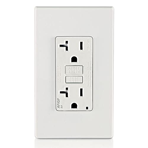 Leviton AGTR2-W SmartlockPro Dual Function AFCI/GFCI Receptacle, 20 Amp/125V, White & T5825-W 20 Amp, Tamper-Resistant, Decora Duplex Receptacle, Residential Grade, White