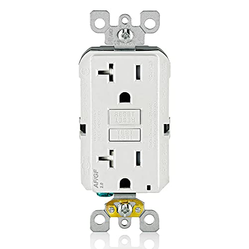 Leviton AGTR2-W SmartlockPro Dual Function AFCI/GFCI Receptacle, 20 Amp/125V, White & T5825-W 20 Amp, Tamper-Resistant, Decora Duplex Receptacle, Residential Grade, White