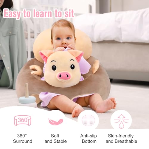 RoamReady Toddler Infant Baby Chairs for Sitting Up 3-6-12 Months, Infant Support Floor Seats for Babies Comfy Plush Stable Newborn Learn to Sit Up Chair Gift(Piggy)