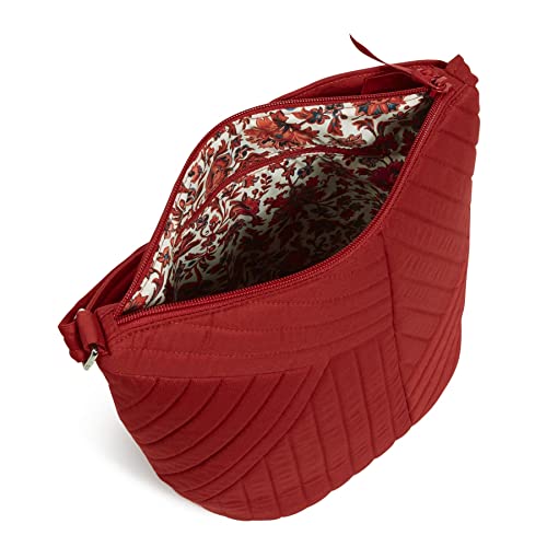 Vera Bradley Women's Cotton Bucket Crossbody Purse, Cardinal Red - Recycled Cotton, One Size