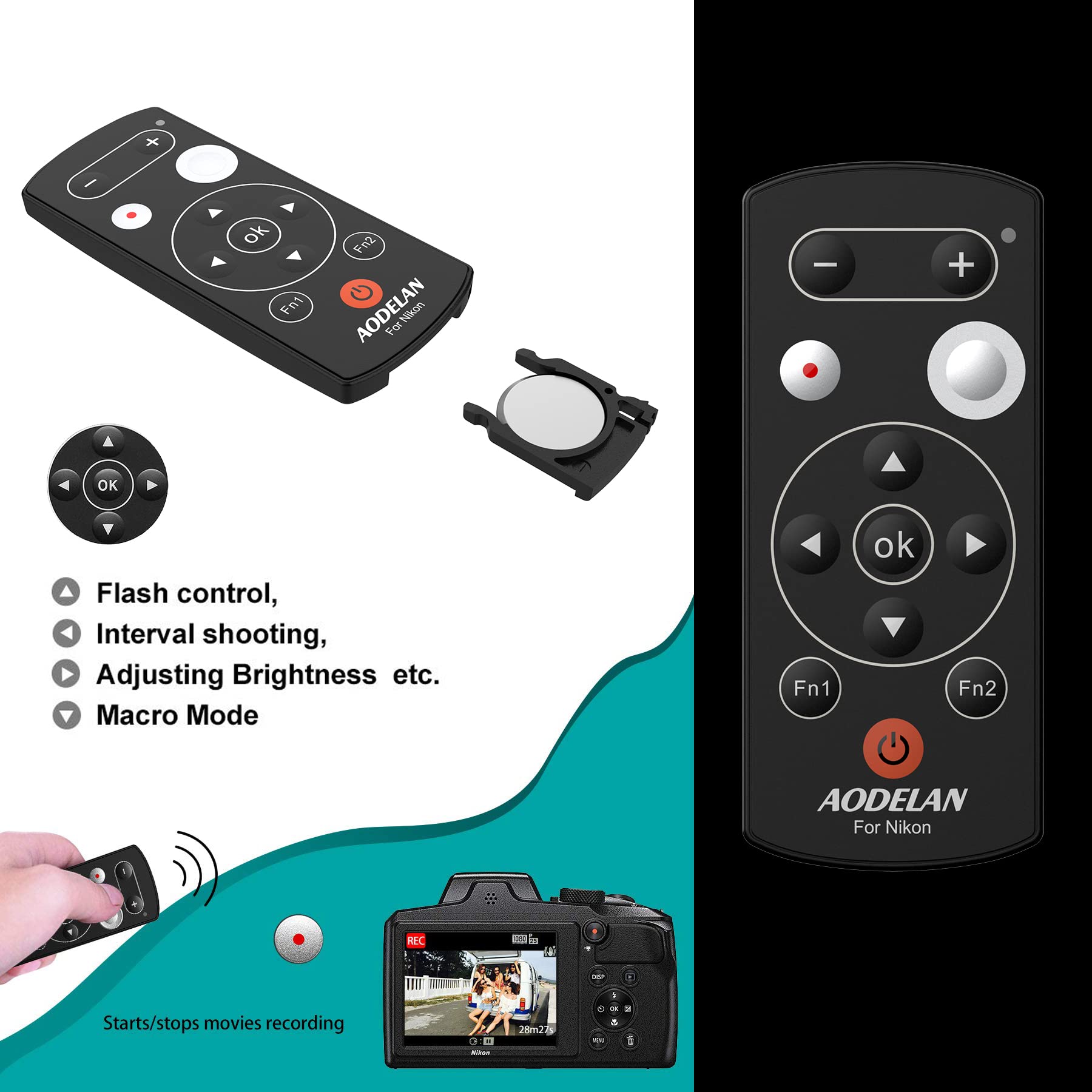 for Nikon Remote Shutter Release, Camera Remote for Nikon COOLPIX P950 P1000 Z50 B600 A1000 Z30 Z6 II Z7 II Zfc Z fc, Replaces Nikon ML-L7