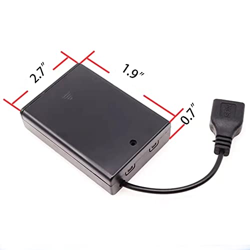 (Pack of 3) USB 3 AA Battery Holder,USB Battery Holder 5V Black with Switch,USB Cable,3 AA Battery Holder with Micro USB Connector