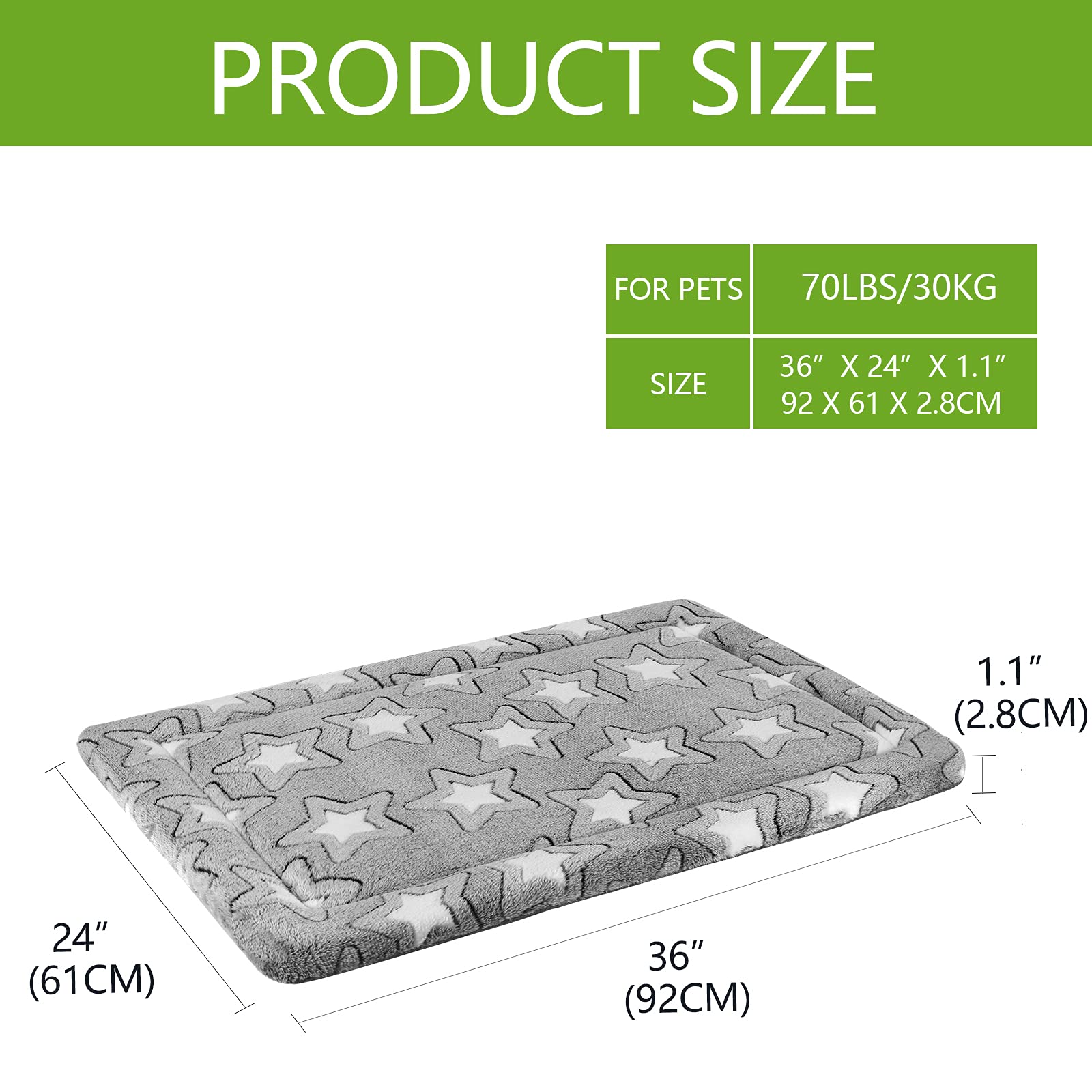 EMPSIGN Reversible Dog Crate Mat (Cool & Warm), Machine Washable Kennel Pad for Large, Medium, Small Dogs, Grey
