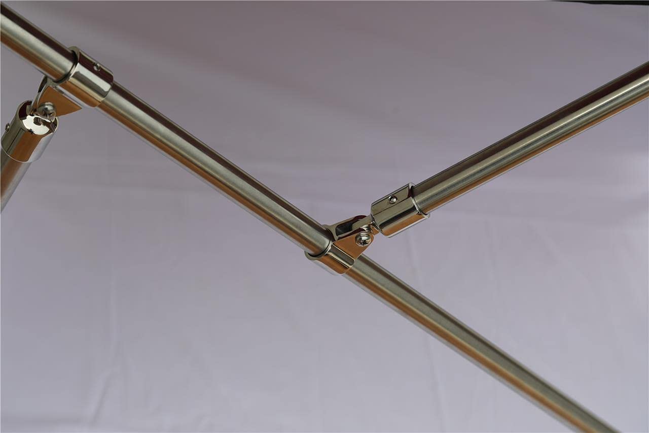 SBU Light Grey Stainless Steel 3-Bow Bimini Top Compatible for Regal 1900 FASTRAC BR W/SWPF for Model Years 2010-2017