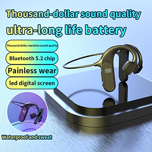 Bone Conduction Headphones, Open-Ear Bluetooth 5.2 Sport Headphones, Built-in Mic Wireless Bone Conduction Earphone Bluetooth Waterproof Headset for Running Workout Gym Hiking