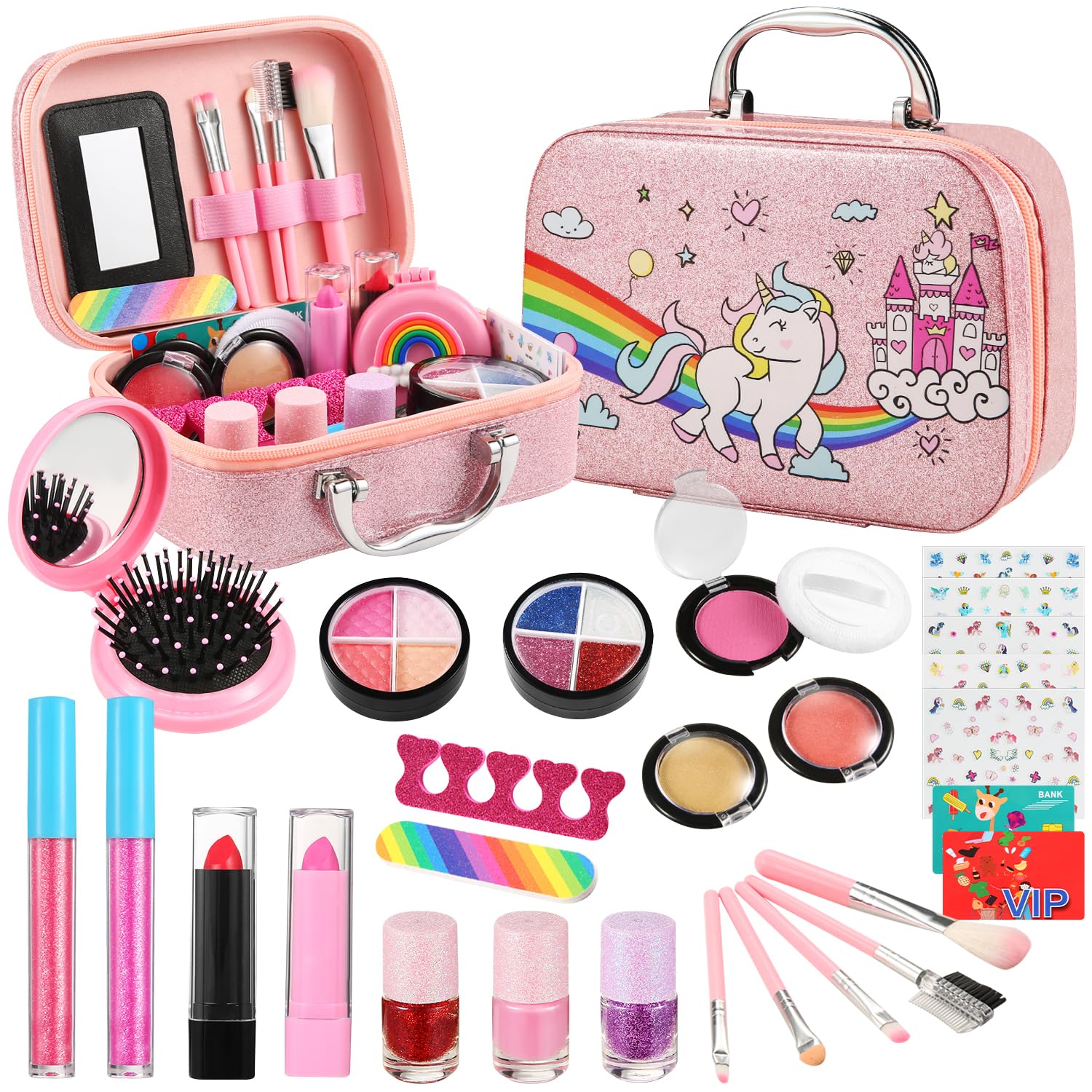 Kids Makeup Kit for Girl, Real Washable Kids Makeup Toy Kit, Little Girls Makeup Toy, Toddler Make up Set & Non-Toxic Cosmetic Set Age 3-12Year Olds Child Birthday Gift