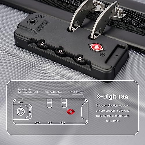 PRIMICIA GinzaTravel 3-Piece Luggage Sets Expandable Suitcases with 4 Wheels PC+ABS Durable Hardside Luggage sets TSA lock(Dark Gray, 3-Piece Set(20"/25"/29"))