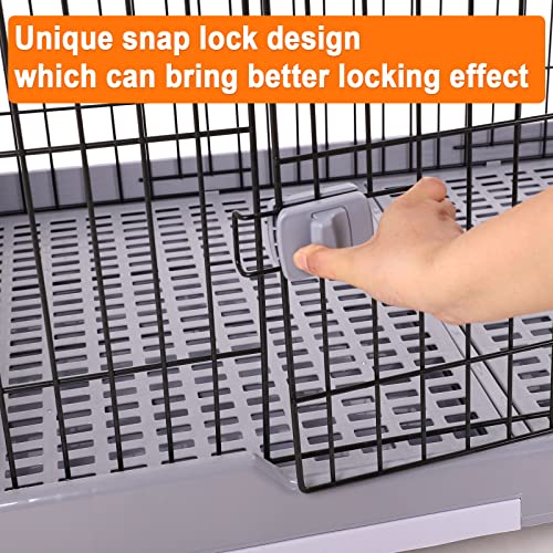 Cat Dog Crate Pet Kennel Steel Wire Small Animal Crate for Rabbit with Drawer Leak-Proof Tray, Double Door, 29 Inch