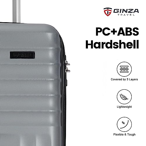 PRIMICIA GinzaTravel 3-Piece Luggage Sets Expandable Suitcases with 4 Wheels PC+ABS Durable Hardside Luggage sets TSA lock(Dark Gray, 3-Piece Set(20"/25"/29"))