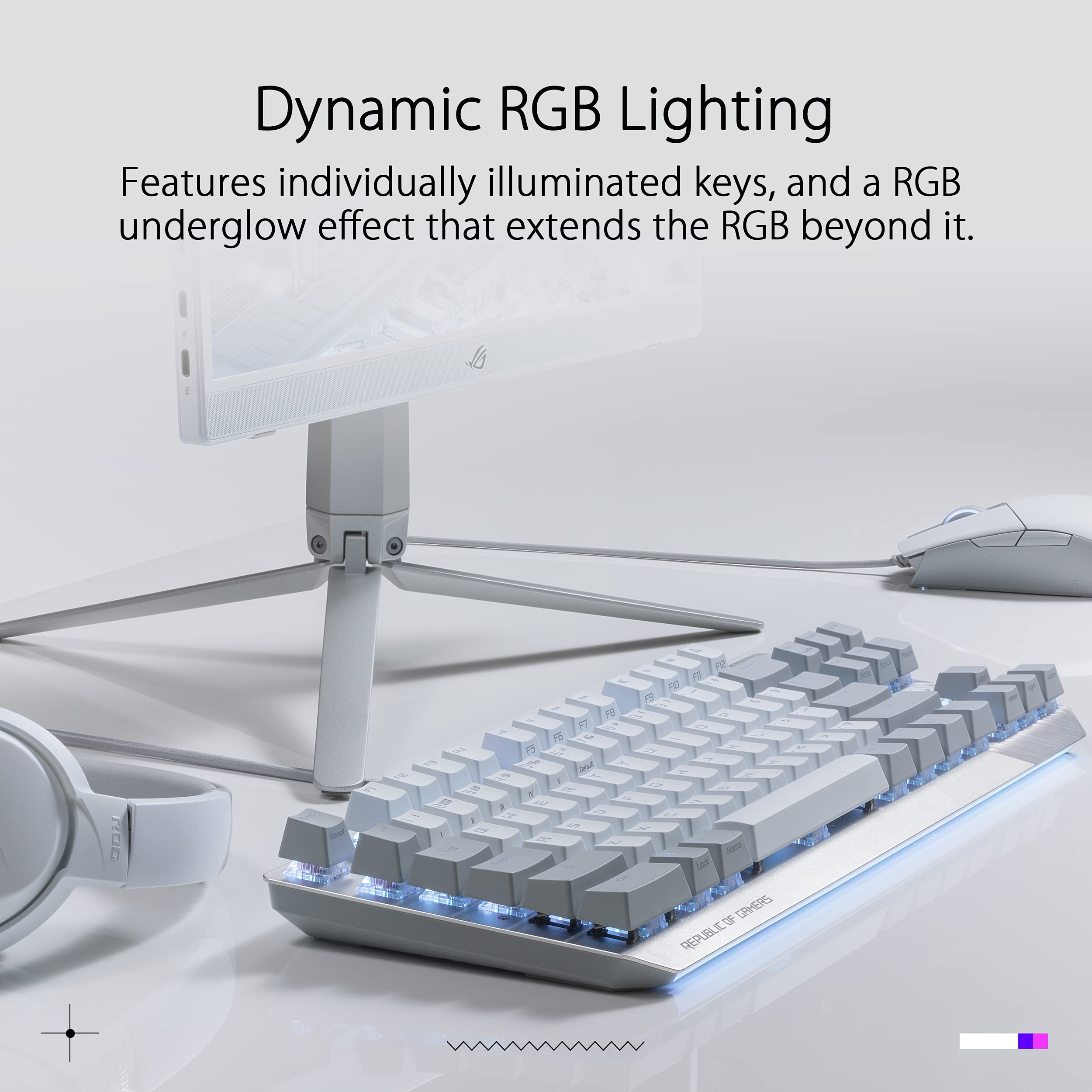 ASUS ROG Delta RGB Gaming Headset (White Edition) and ROG Strix Scope NX TKL Moonlight White Mechanical RGB Gaming Keyboard Bundle