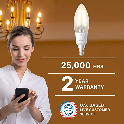 Sengled Smart Light Bulbs, WiFi Candelabra Led Light Bulbs, Smart Edison Vintage Light Bulb, E12 Smart Bulbs That Work with Alexa&Google, Filament Bulb 40 Watt Equivalent, B11, No Hub Request