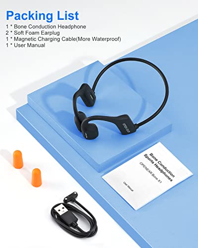 LISNLAB Bone Conduction Headphones, Open-Ear Bluetooth 5.2 Sport Headphones, Wireless Earphones with Mic, IP55 Sweatproof Headset for Running Workouts Gym Cycling Hiking (Black)
