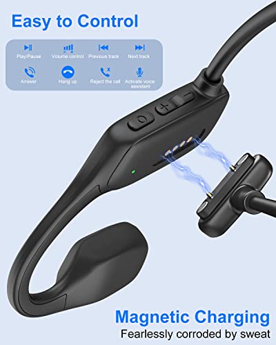 LISNLAB Bone Conduction Headphones, Open-Ear Bluetooth 5.2 Sport Headphones, Wireless Earphones with Mic, IP55 Sweatproof Headset for Running Workouts Gym Cycling Hiking (Black)