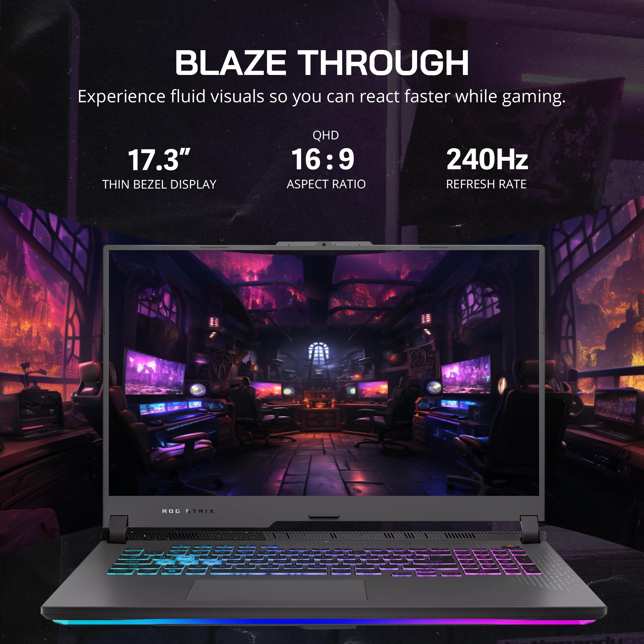 asus ROG Strix G17 Gaming Laptop, 17.3'' QHD 240Hz Display, AMD Ryzen 9 7845HX, GeForce RTX 4060, 64GB DDR5 RAM, 4TB PCIe SSD, RGB Backlit Keyboard, Win 11 Pro, Gray, 32GB Hotface USB Card