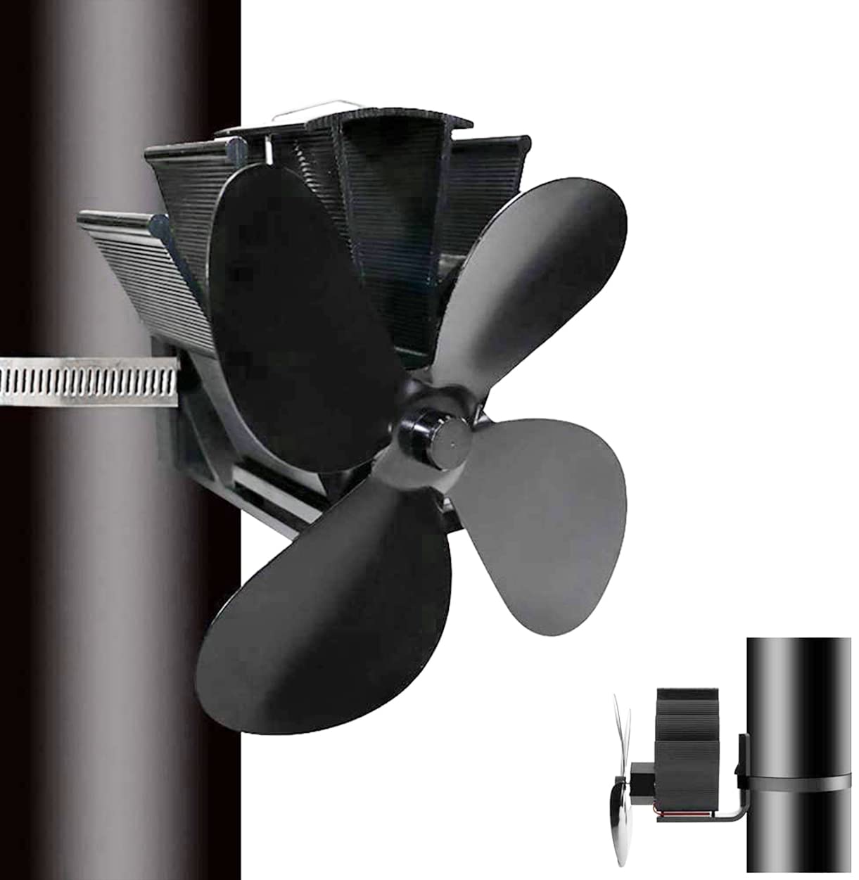 ZHENGXOO Heat Powered Wood Stove Fan, Fireplace Fan Non-electric, Eco-Friendly and Save Energy, for Gas/Pellet/Wood Log Burner Fireplace (600A2)