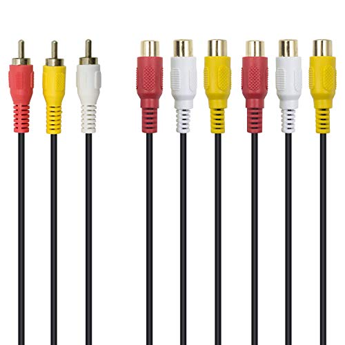 Duttek RCA Splitter Cable, AV Splitter 3 RCA Male Jack to 6 RCA Female Plug RCA Y Splitter Extension Audio Video AV Adapter Cable 30cm/11.8 Inch