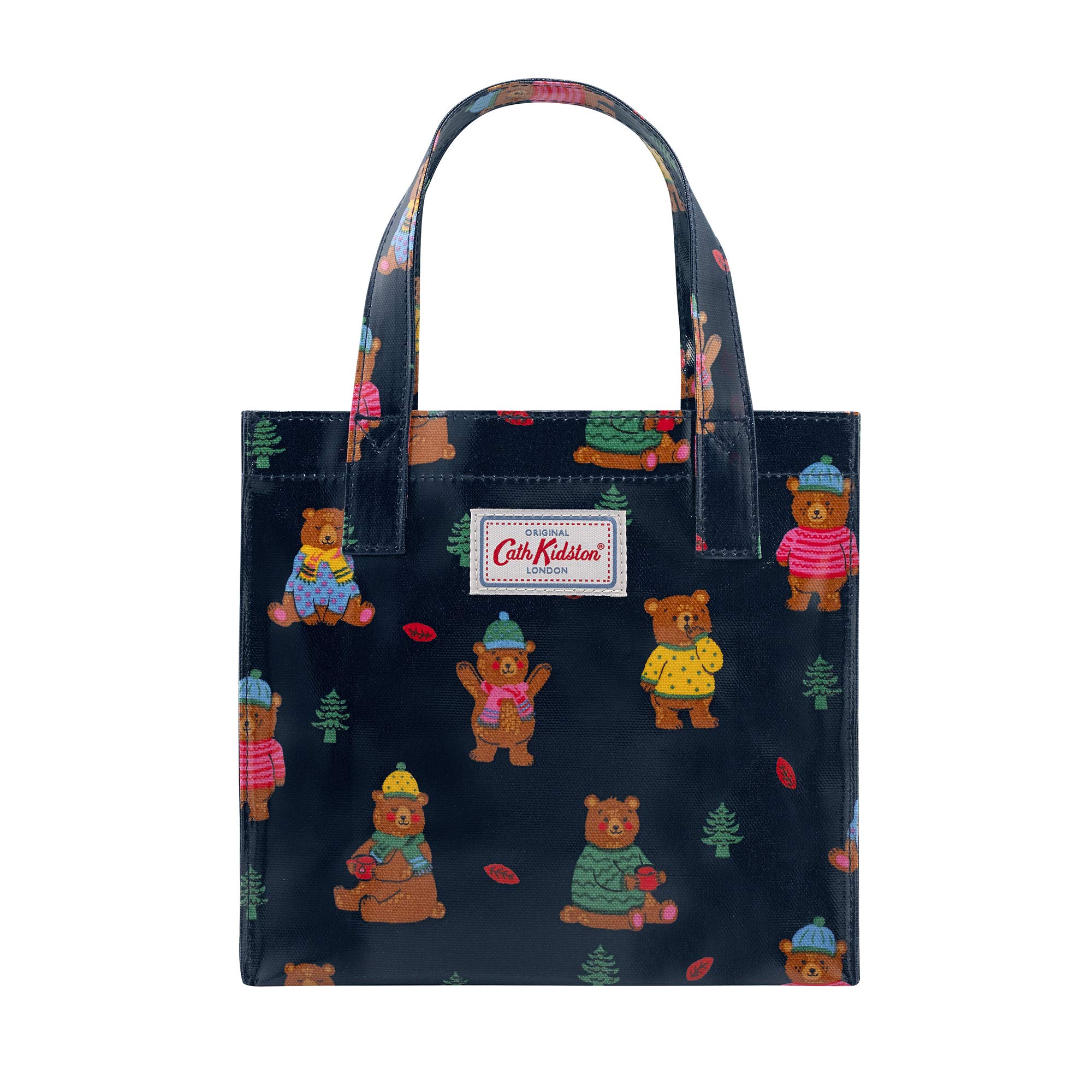 Cath Kidston S Bookbag Oilcloth Mini Open Top Handle Bag Small Size Dog Portraits Pattern Warm Cream Color (Woodland Bear)