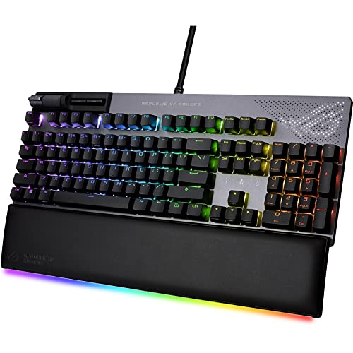 ASUS ROG Strix Flare II Animate 100% RGB Gaming Keyboard - Hot-swappable, ROG NX Red Linear Switches, Customizable LED Display, PBT Keycaps, Acoustic Dampening Foam, Media Ctrls, Wrist Rest (Renewed)