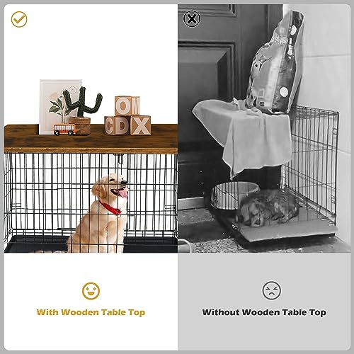 Deblue 42in Dog Crate Topper, Dog Kennel Table Topper, Rustic Style Decorative Dog Crate Topper for Small and Large Dogs