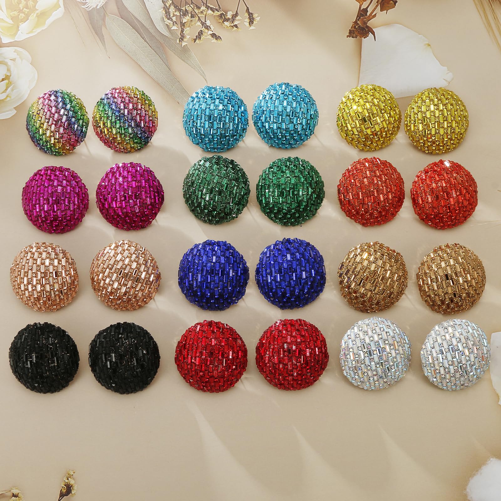 RUOFFETA Large Disco Ball Earrings, Sparkly Half-Ball Earrings for Women 60s 70s Outfits Costume Accessories(Hot Pink)