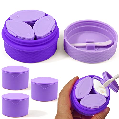 Juome Travel Containers for Toiletries, Silicone Travel Size Containers with Lid, Leak-proof Travel Jars for Creams Travel Essentials Accessories Kit for Cosmetic Makeup Cream for Women (Purple)