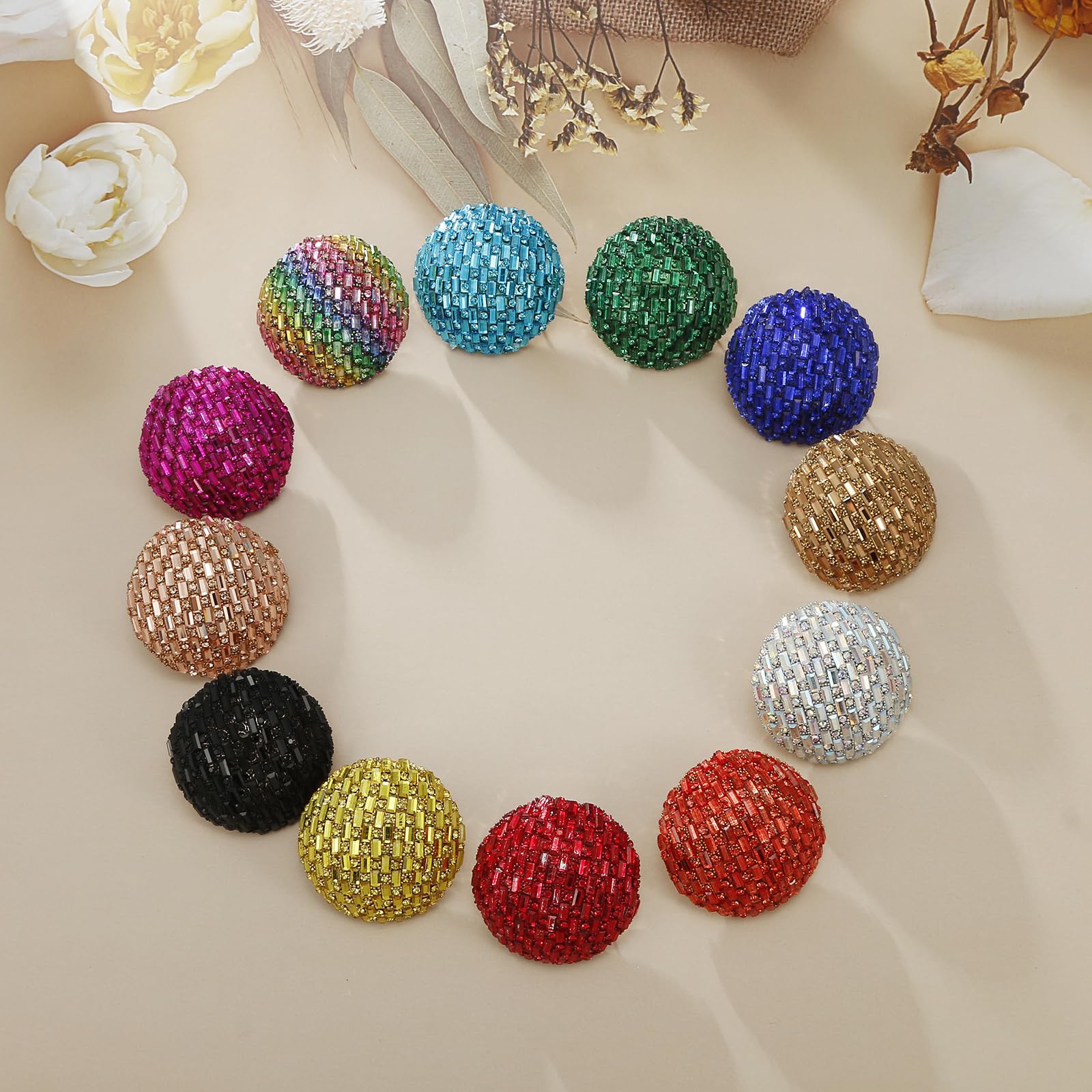 RUOFFETA Large Disco Ball Earrings, Sparkly Half-Ball Earrings for Women 60s 70s Outfits Costume Accessories(Hot Pink)