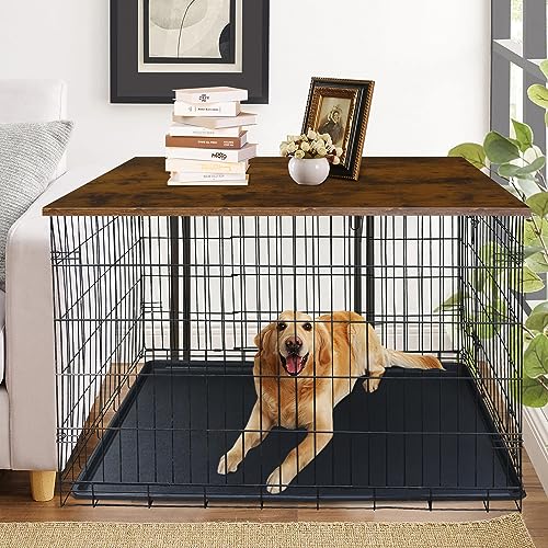Deblue 42in Dog Crate Topper, Dog Kennel Table Topper, Rustic Style Decorative Dog Crate Topper for Small and Large Dogs