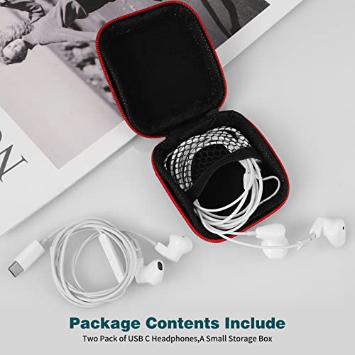 [2Pack]USB C Headphone for Galaxy S23 Ultra S22 5G, HiFi Stereo Type C Earphone with Microphone Wired Earbuds Digital DAC Volume Control Headphones for Samsung S21 Z Fold4 3 Pixel 7 6 iPad Pro OnePlus