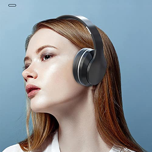 SMIDOW Bluetooth Headphones Over Ear - Hi-Fi Stereo Wireless Headphones Deep Bass Foldable Wired/Wireless/TF for iPhone Android PC, Bluetooth 5.0 Wireless Headset with Mic (Black)