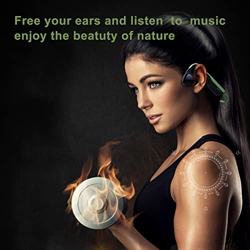 Bone Conduction Headphones Waterproof IPX8 Underwater Swimming Open Ear Earphones for iPhone Android Workout Bluetooth Over Ear Phones Built-in Microphone Headset for Running Swim Cycling Gym Green