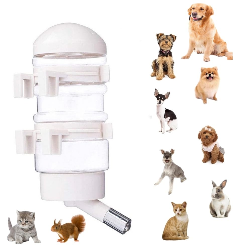 Stcyutdaaa Pet Standing Water Dispenser Bowl-,Dog Water Bottle,Leak Proof Portable Puppy Drinker for Dogs/Cats/Rabbits/Kittens and Other Large/Medium Animals - for Cage, Crate or Wall Mount 24 o(Set)