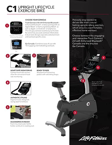 Life Fitness C1 Upright Indoor Cycling Exercise Bike with Go Console
