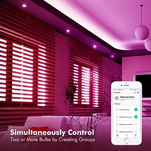 BEAMLUX Smart WiFi MR16 Color Changing led Bulbs RGBCW, Dimmable with App Control, 40° Beam Angle AC/DC 12V GU5.3 Base, Compatible with Alexa and Google Home Assistant, No Hub Required (2PACK)