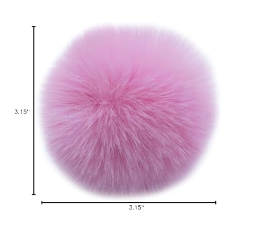 16pcs DIY Pom Pom Keychain Faux Rabbit Fur Ball Key Ring for hat Phone Tag, Handbag Charm,pink pink