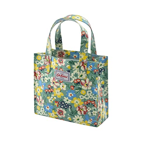 Cath Kidston S Bookbag Oilcloth Mini Open Top Handle Bag Small Size Water Resistant Lunch Bag Floral Pattern (Portland Flowers (Sage Green))