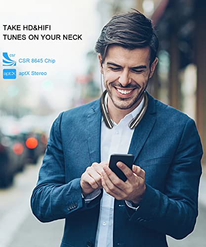 Neckband Bluetooth Headphones, Wireless Bluetooth Headphones with Retractable Earbuds, CVC8.0 Noise Cancelling 3D Sound Surround Personal Sport HeadsetĀ Call Vibrate Alert Earphones with Mic (Black)