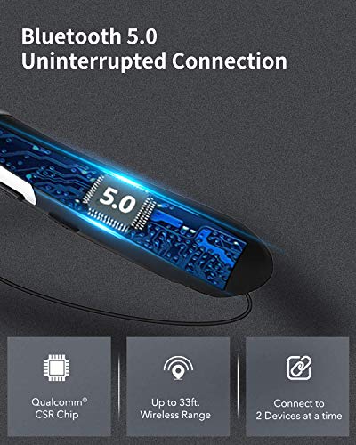 Neckband Bluetooth Headphones, Wireless Bluetooth Headphones with Retractable Earbuds, CVC8.0 Noise Cancelling 3D Sound Surround Personal Sport HeadsetĀ Call Vibrate Alert Earphones with Mic (Black)