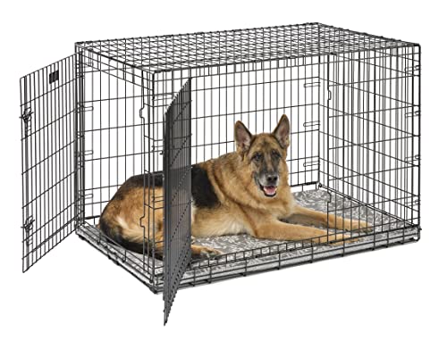 MidWest Homes for Pets Quiet Time Reversible Dog Crate Pan Cover, Fits MidWest Homes for Pets Dog Crate Pans, 48" Gray Floral/Fleece, Pan Cover Only