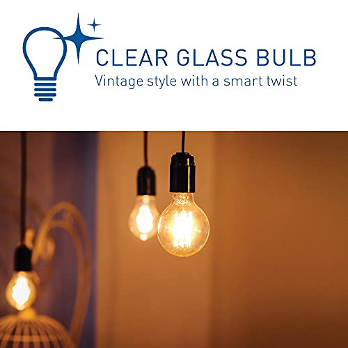 Cree Connected Max Smart Led Vintage Glass Filament Bulb G25 Globe 40W Tunable White, 2.4 Ghz, Works With Alexa And Google Home, No Hub Required, Bluetooth + Wifi, 1Pk, Clear, Cmg25-40W-Al-9Tw-Gl
