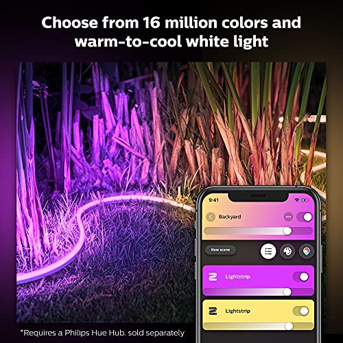 Philips Hue White & Color Ambiance Outdoor LightStrip 5m/16ft (Requires Hue Hub, Works with Amazon Alexa Apple HomeKit and Google Assistant) (530931)