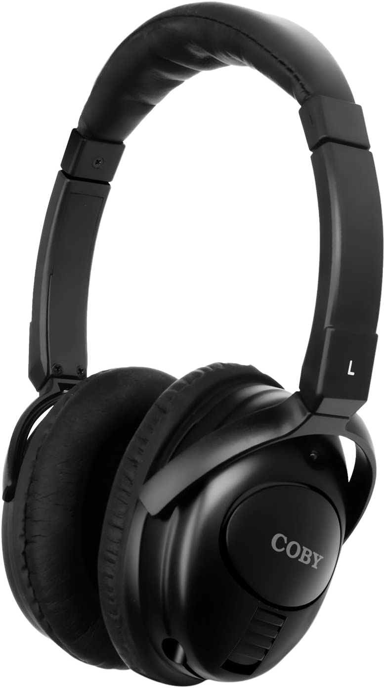 Coby CV195 Digital Active Noise-Canceling Stereo Headphones, Black (Discontinued by Manufacturer)