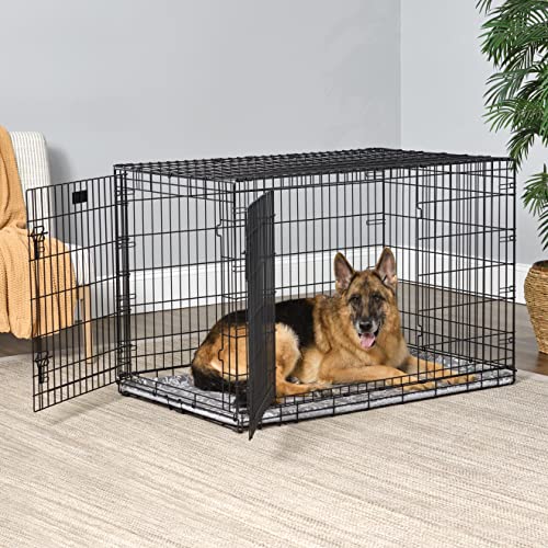 MidWest Homes for Pets Quiet Time Reversible Dog Crate Pan Cover, Fits MidWest Homes for Pets Dog Crate Pans, 48" Gray Floral/Fleece, Pan Cover Only