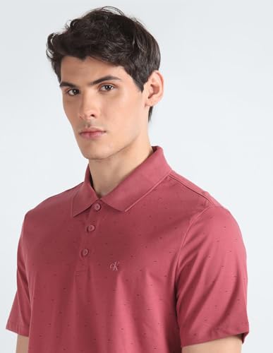 Calvin Klein Men's Smooth Cotton Mini Dash Crewneck Polo Shirt
